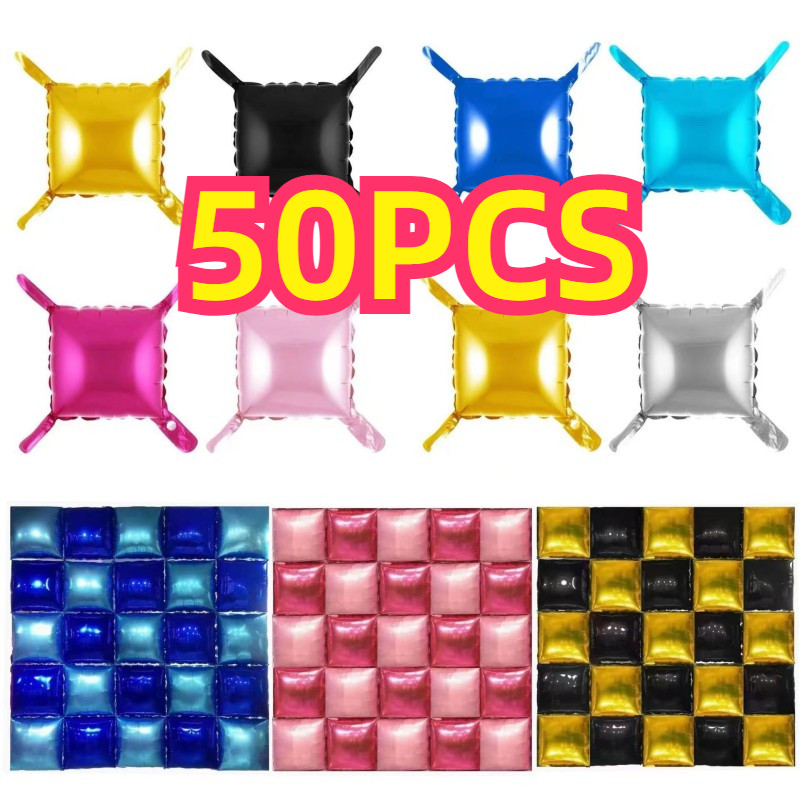 50PCS DIY Double Side Taping Square Solid Color Backdrop Aluminum Film ...