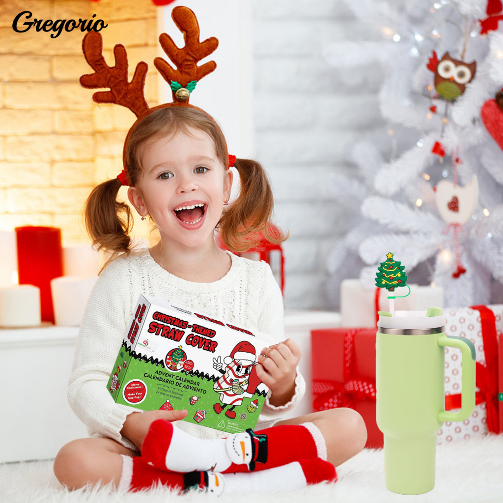 Christmas Straw Lid Advent Calendar Seasonal Straw Lid Assortment 24 ...