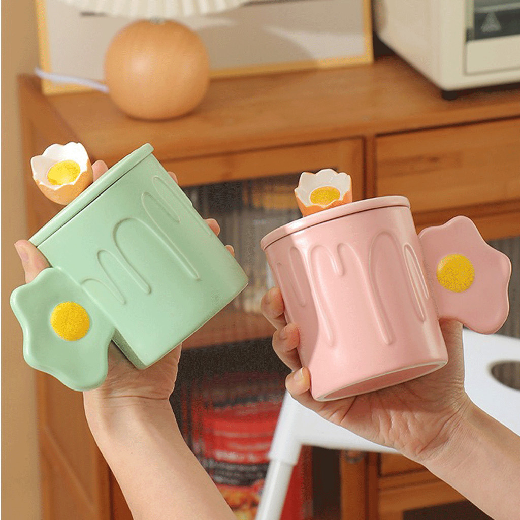 360mL PERCUMA Sudu Dan Penutup EGG Cawan Comel Seramik Set Telur Hadiah ...