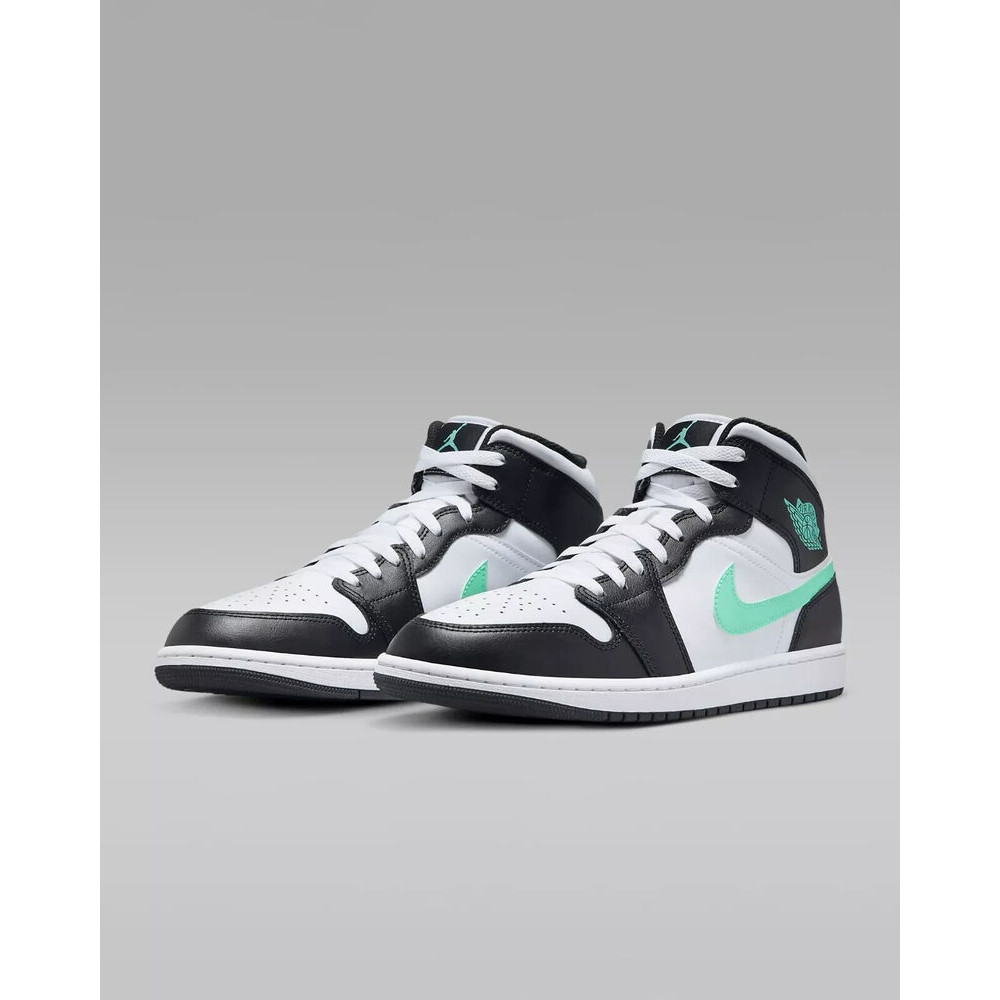 New Nike Air Jordan 1 Mid Shoes White Black Green Glow DQ8426-103 Men's ...