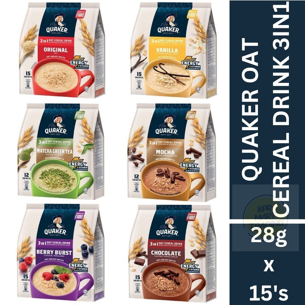 QUAKER Oat Cereal Drink 3in1 Original/Vanilla/Mocha/Matcha/Chocolate ...