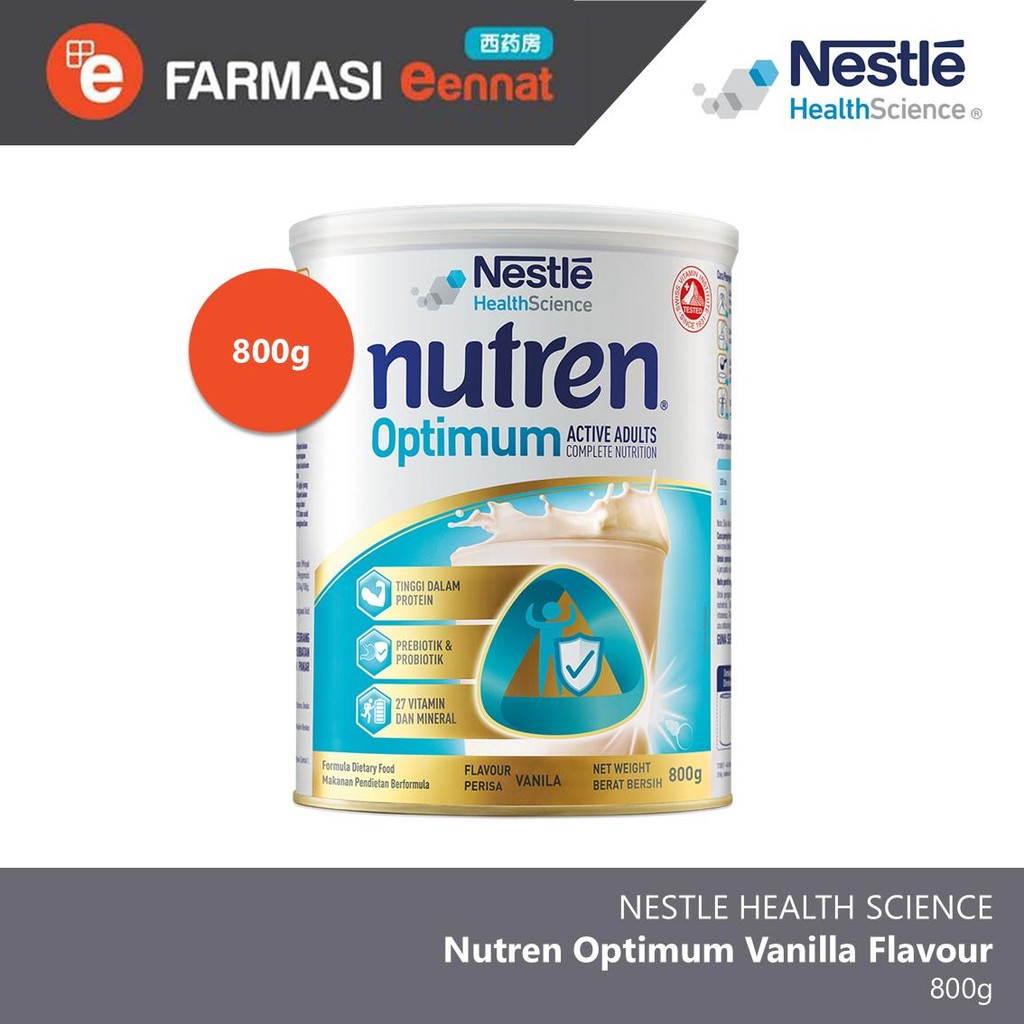 [Eennat Pharmacy] Nestle Nutren Optimum Vanilla Flavour (800g) Active ...