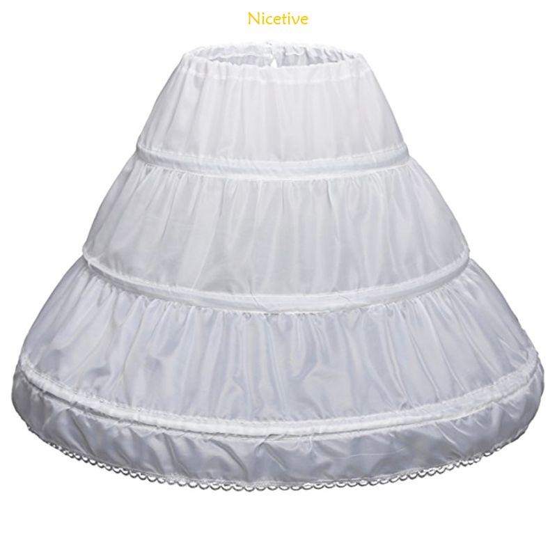 NICE White Children Petticoat A-Line 3 Hoops One Layer Kids Crinoline ...