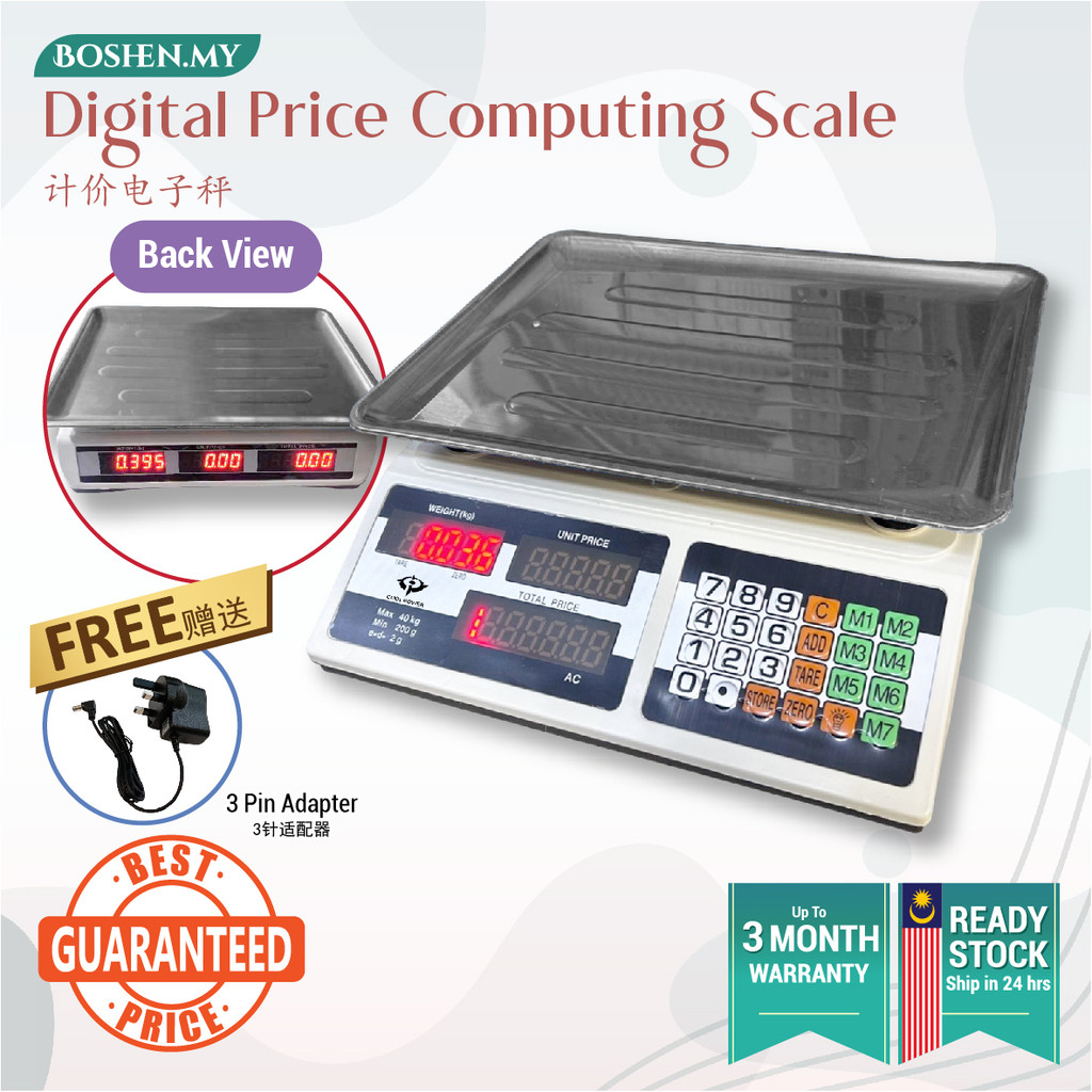 40kg Rechargeable Electronic Digital Price Computing Scale Penimbang ...