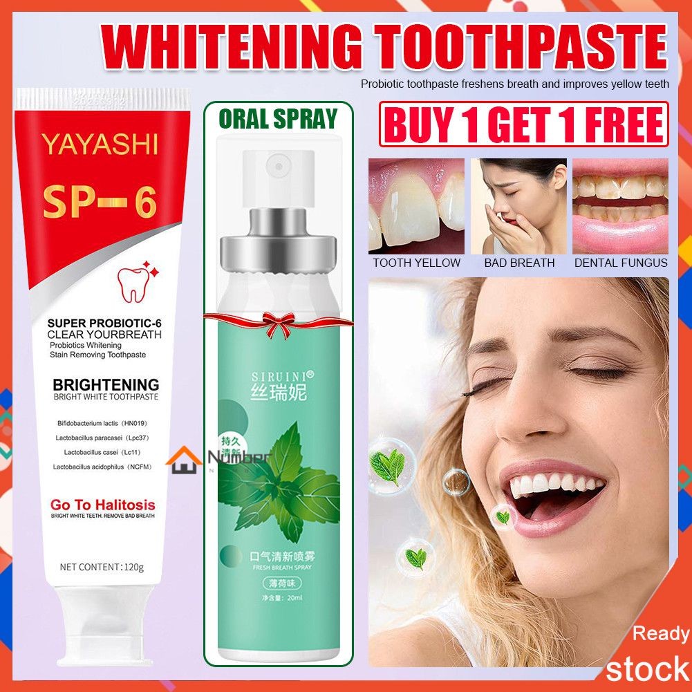 [BUY 1 GET 1 FREE GIFTS:Mouth Spray]YAYASHI Toothpaste SP-6 Probiotic ...