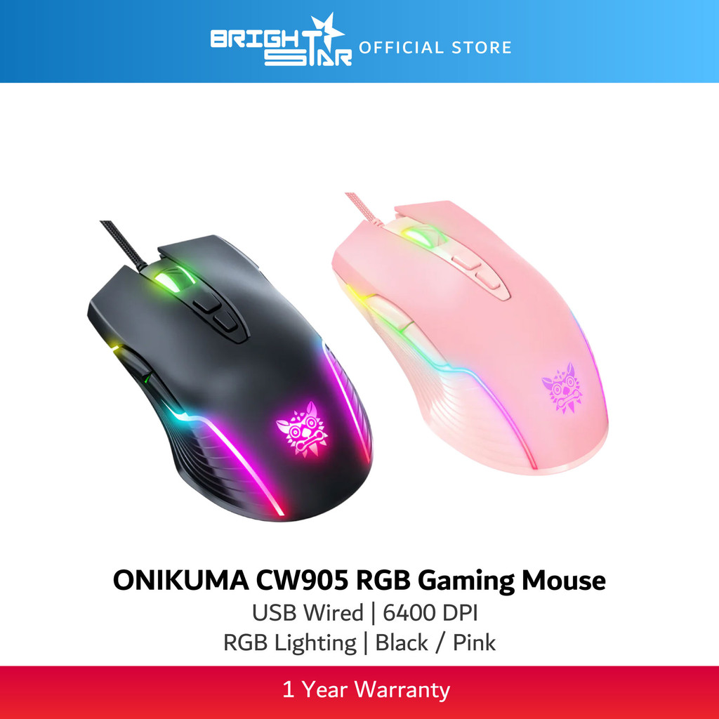 ONIKUMA CW905 6400 DPI Wired Gaming Mouse [Black/Pink] | Shopee Malaysia