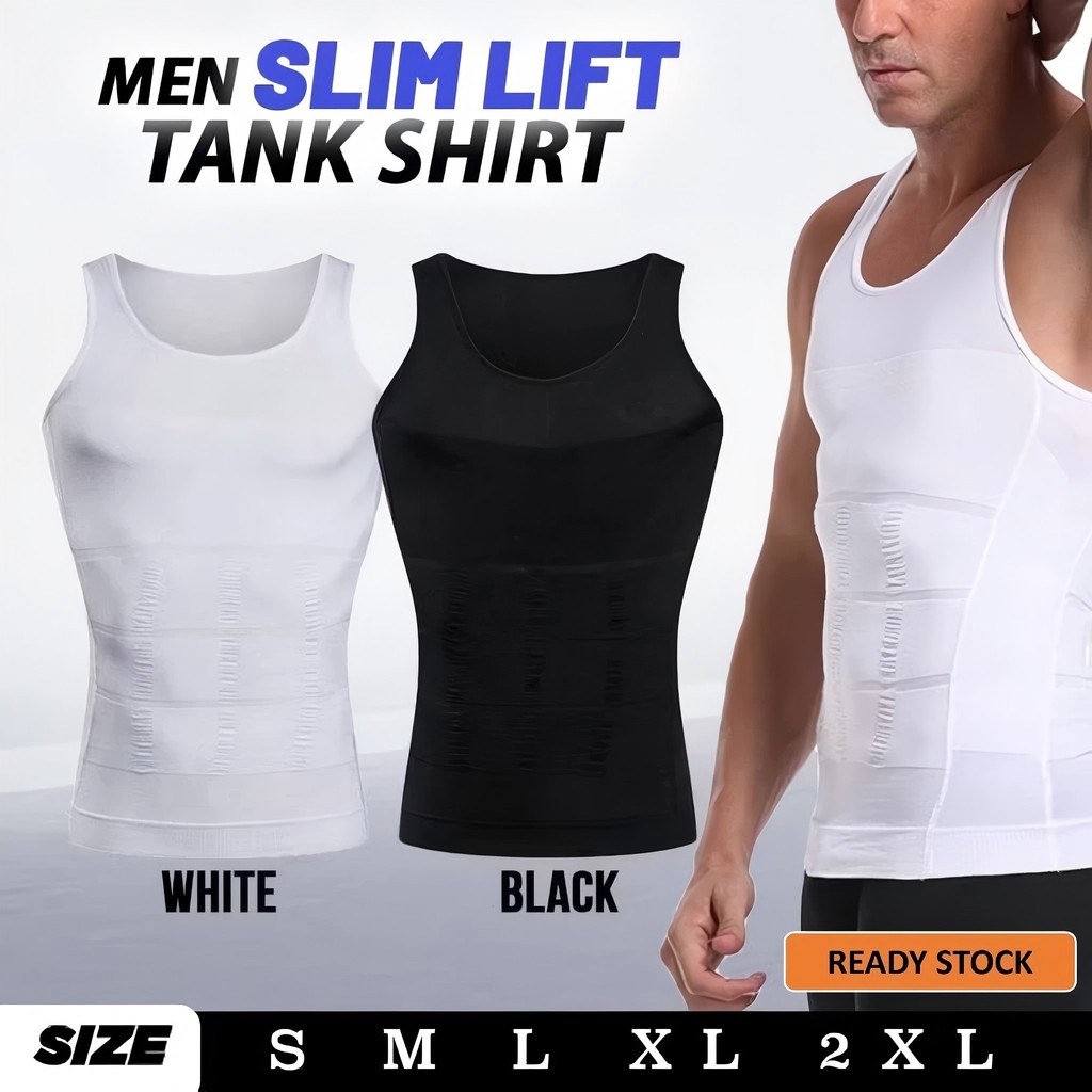 Men Slimming Singlet Shapewear Waist Shaper Shirt for Body Contouring ...