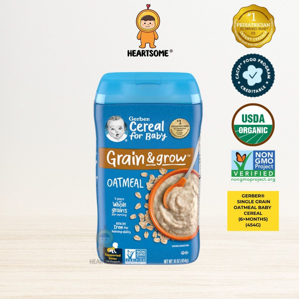 GERBER SINGLE-GRAIN OATMEAL BABY CEREAL [454G][16OZ][HEARTSOME] | Shopee Malaysia