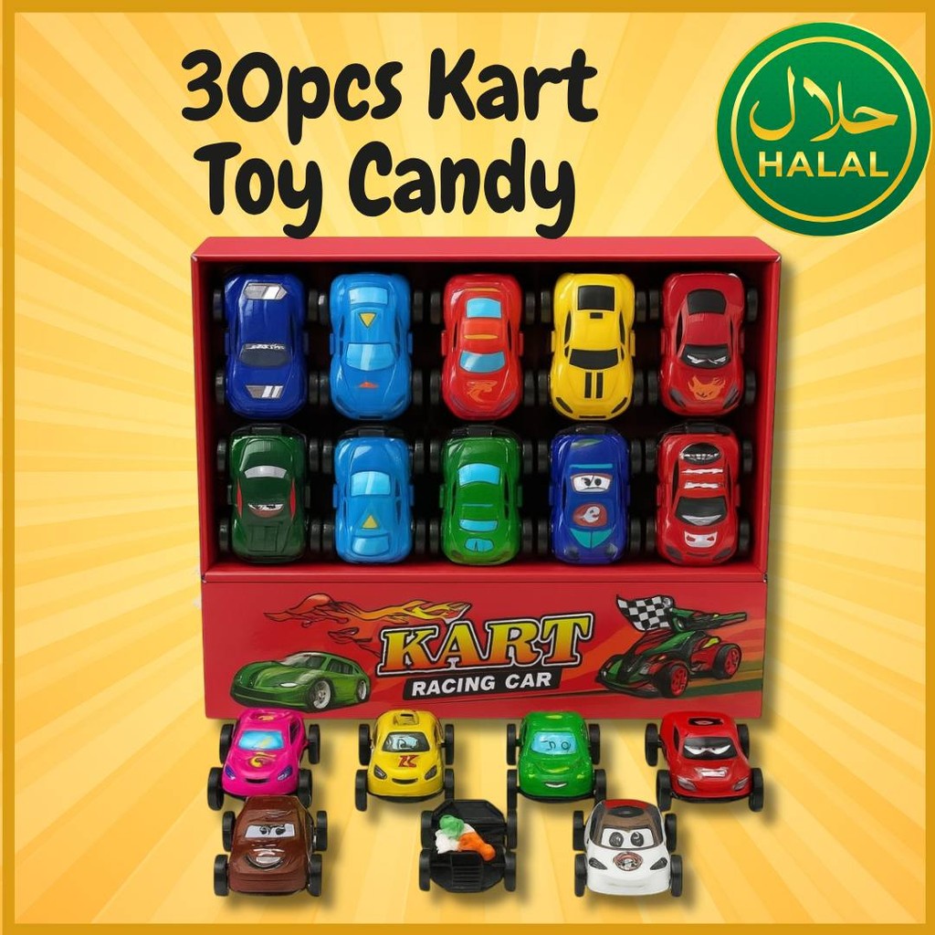 30pcs Leanseng Kart Racing Car Candy Toy- Gula-Gula dalam Mainan HALAL ...