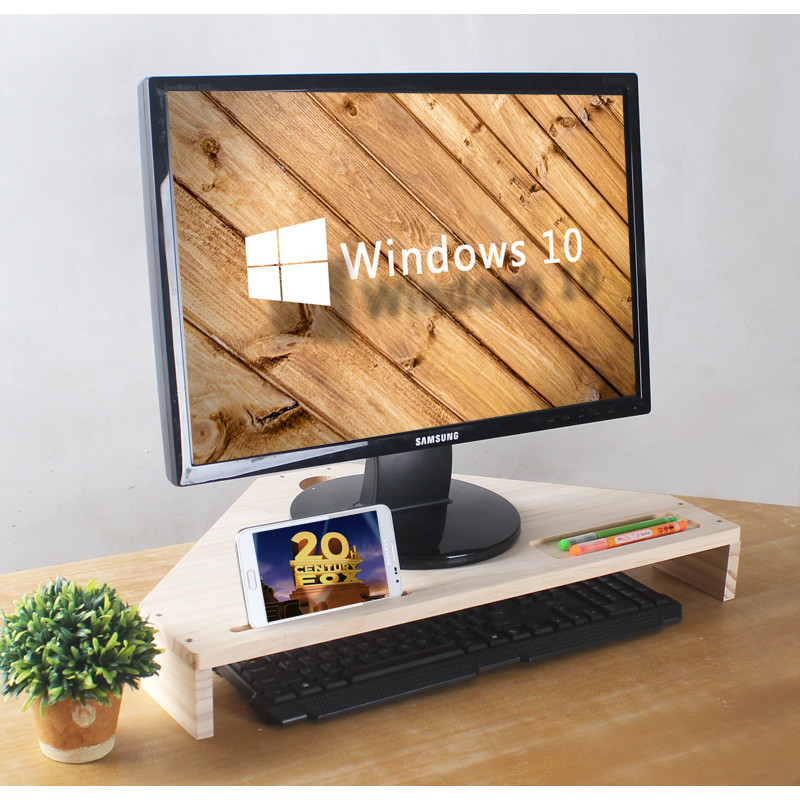 Solid Wood Triangle Display Elevated Rack Corner Desk Desktop Computer ...