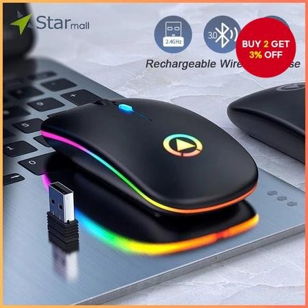 Wireless Mouse Rechargeable Optical Gaming with LED Backlight Quiet ...