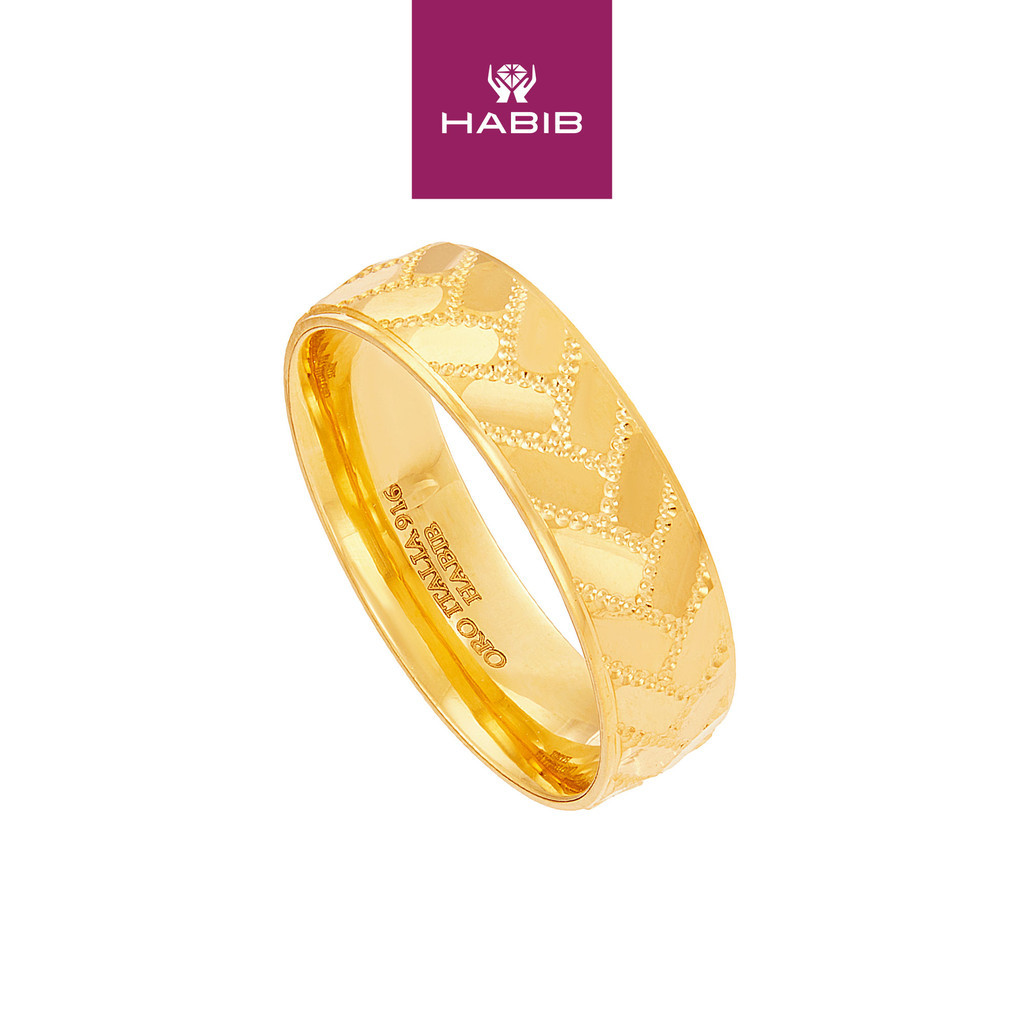 HABIB Oro Italia 916 Yellow Gold Ring GR59010425 (22K Gold) | Shopee ...