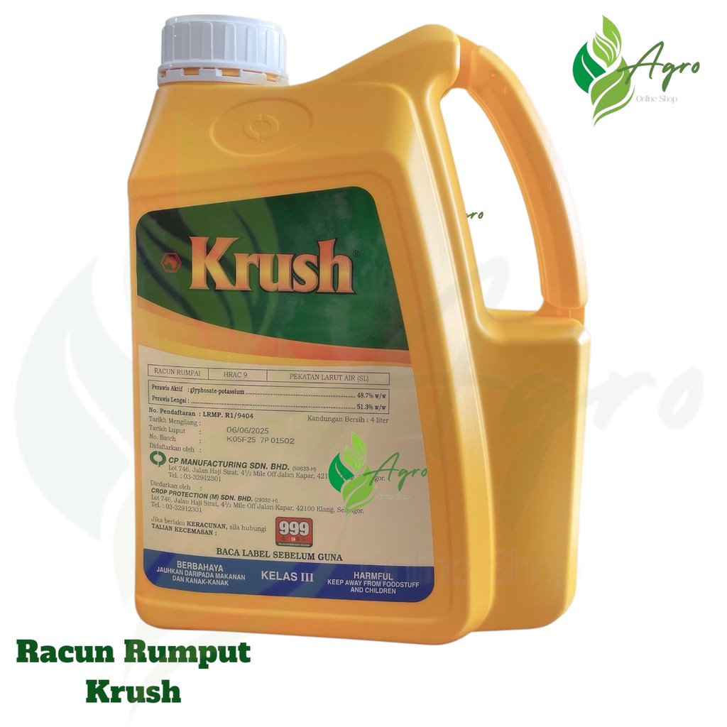Krush 4Liter Racun Rumpai/glyphosate-potassium 48.7%/pekatan Larut Air ...