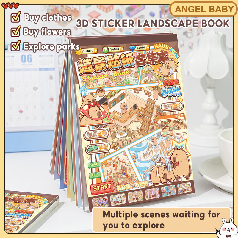 Miniature 3d Cartoon Sticker Book DIY Handmade Collage Toy Sticker ...