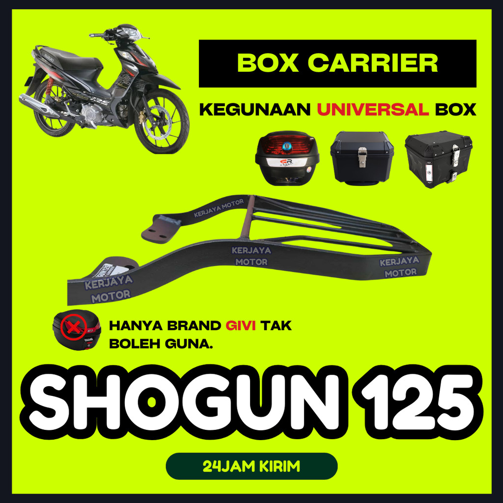 SHOGUN 125 REAR BOX MONORACK BOX CARRIER KAKI HEAVY DUTY PVC KOTAK BESI ...