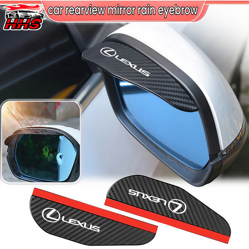 Lexus 2Pcs Car Rearview Mirror Rain Eyebrow Visor Carbon Fiber Sun ...