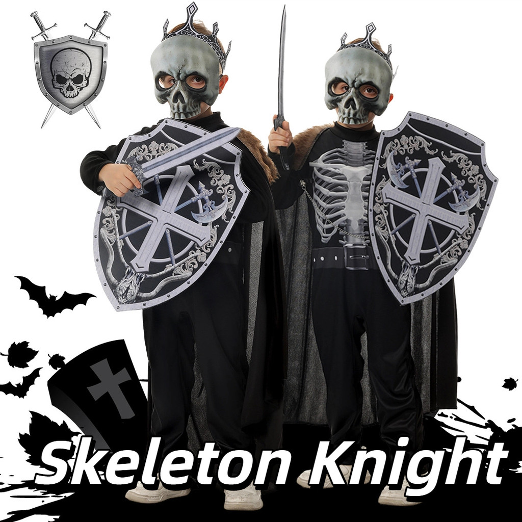 Halloween Horror Costume Skeleton Knight Cosplay costume Children ...