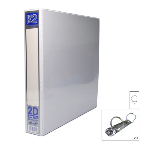 K2 GAT PVC 2D Ring File White 40mm | Shopee Malaysia