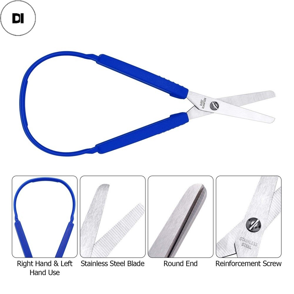 DI 8-inch Circular Elastic Scissors Color Grip Handle Stationery Office ...
