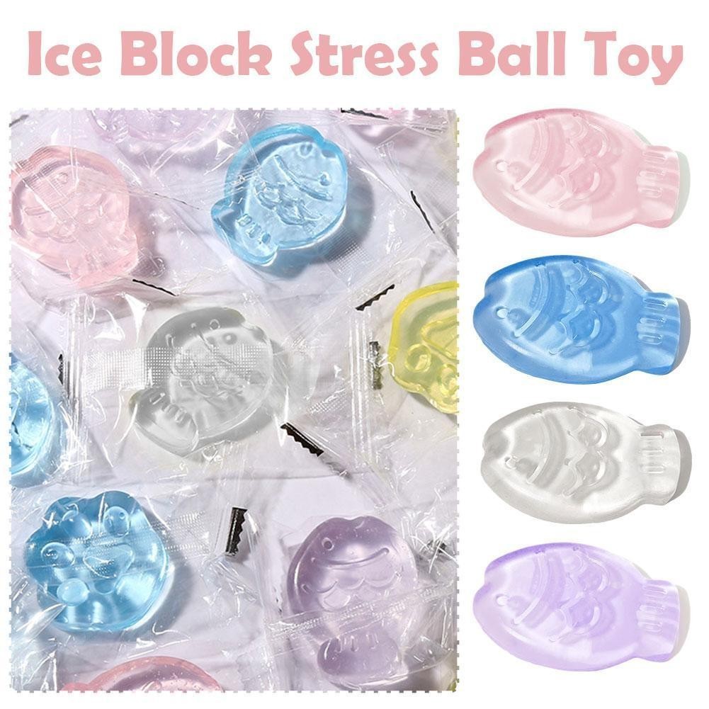Cute Fish Transparent Cube Ice Block Stress Ball Toy Relief Stress Toy ...
