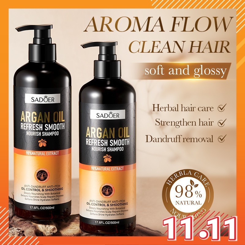 MAY SADOER Argan Oil Refresh Smooth Nourish Shampoo Anti-Dandruff Anti-Itch Oil Control Scalp ...
