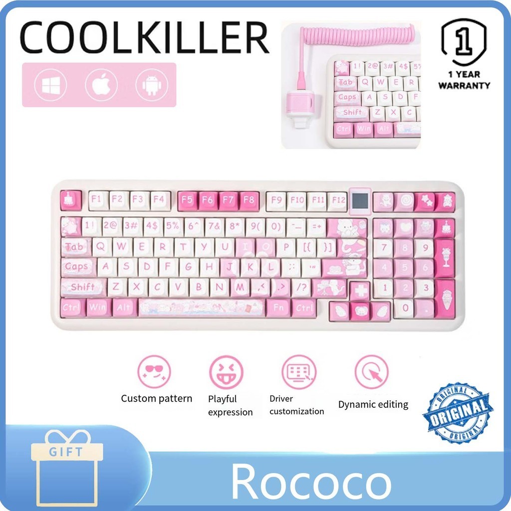 Coolkiller Rococo Mechanical Keyboard three mode Wireless Bluetooth hot ...