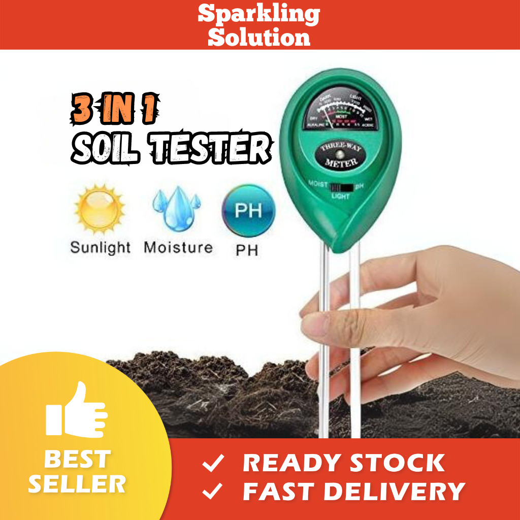 Soil PH Meter 3 in 1 Gardening Tool Soil Tester Kit with Moisture Light ...