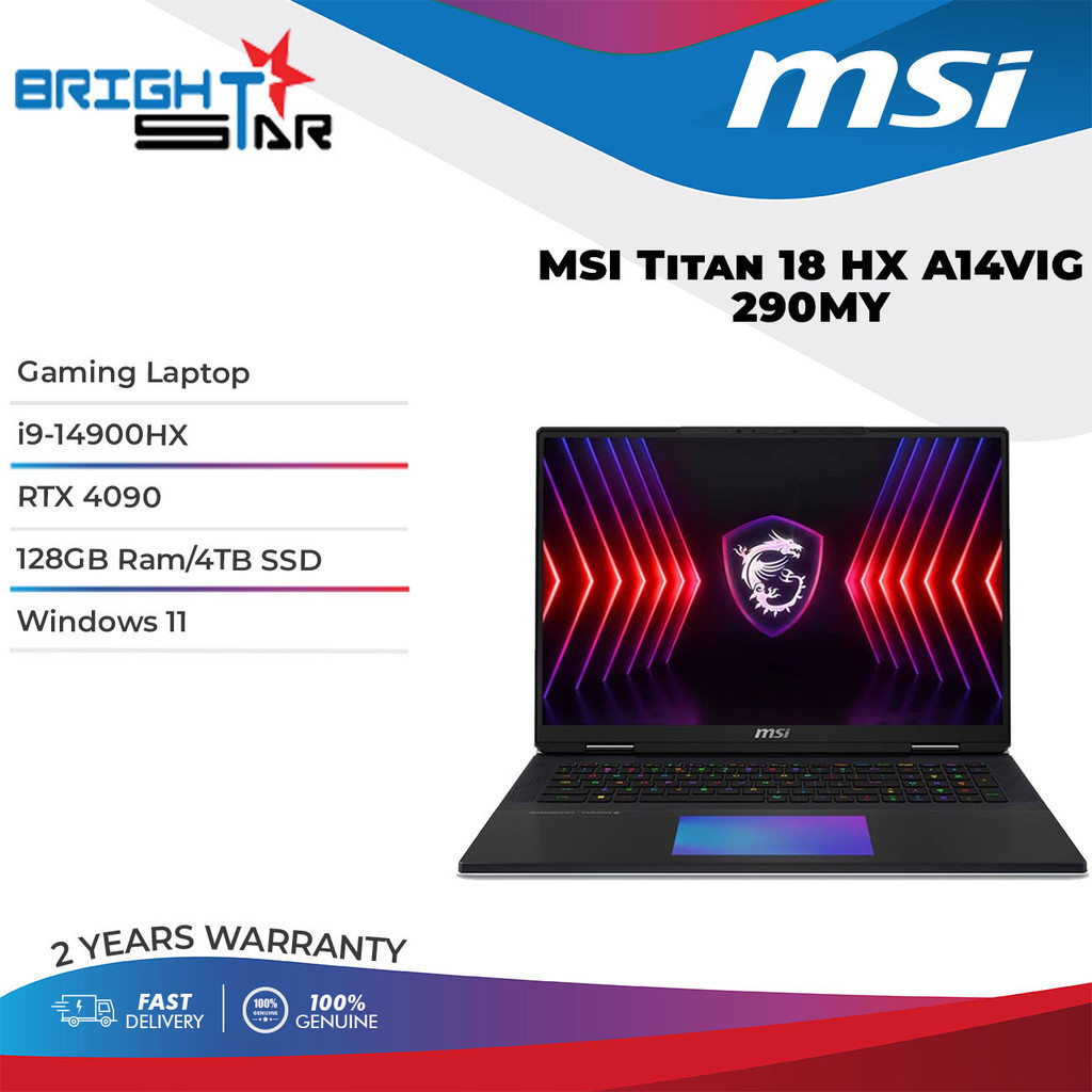 MSI Titan 18 HX A14VIG 290- 18" UHD+ Mini LED IPS/Intel I9-14900HX ...