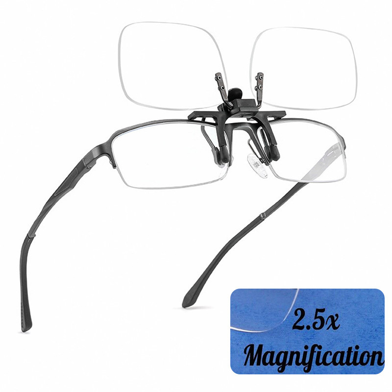 New Clip On Flip Up Magnifying Glasses Spectacles 2.5x Magnification ...