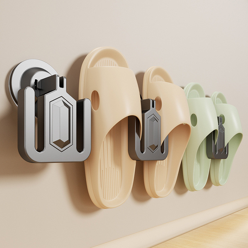 Suction Cup Bathroom Slipper Rack, Wall Mount Shoe Shelves Shoes Stand ...