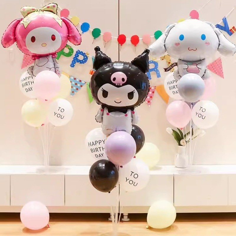 Sanrio Cartoon Cute Balloons Hello Kitty Mymelody Kuromi Anime Figures ...