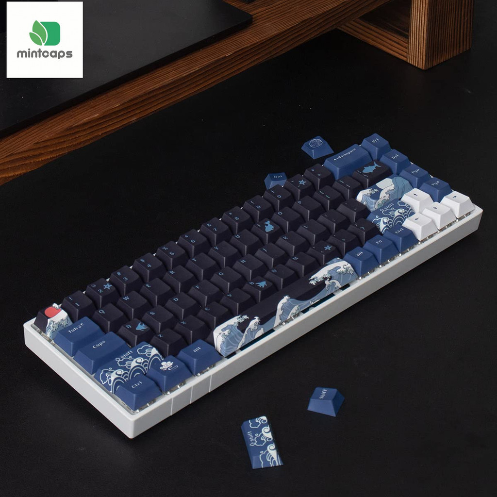 Mintcaps Coral Sea Keycaps 78 Keys Black Blue Japanese Keycap for ...