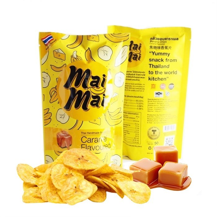 ( GV 88-38-16 ) Thai Snacks Banana Chip Cover with Caramel Flavor ...