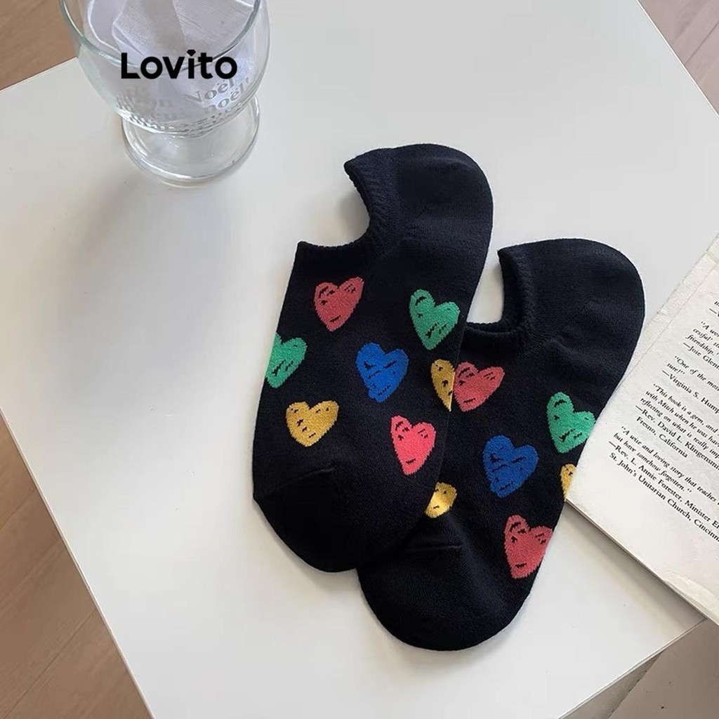 Lovito Sporty Plain Colorblock Socks for Women LNA72775 | Shopee Malaysia