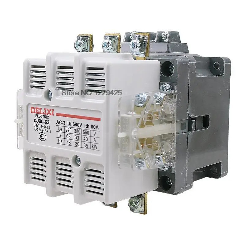 Original DELIXI CJ20 CJ20-63 CJ20-100 AC Contactor CJ20-63 Single Phase 220V 3 Phase 380V CJ20 ...