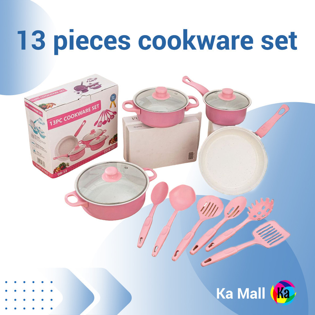 13Pcs Cookware Set Non Stick Cooking Pot Pan Kitchen Periuk Anti Lekat ...