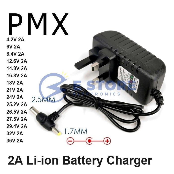 PMX 2A Li-ion Battery Charger - 4.2V/6V/8.4V/12.6V/14.8V/16.8V/18V/21V/24V/25.2V/26.5V/27.5V/29 ...