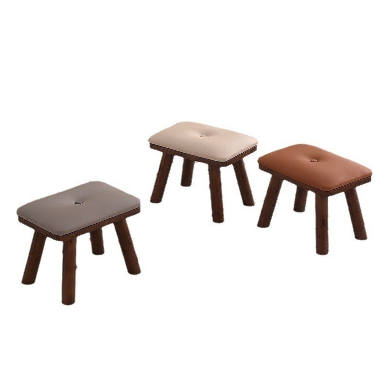 Bangku kecil kayu pepejal, ruang tamu, meja kopi, bangku, bantal sofa ...
