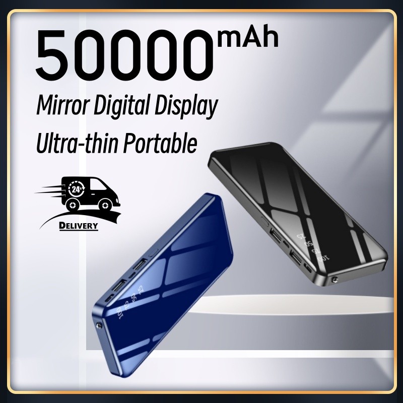 50000mAh PowerBank Ultra-thin Mirror Digital Display Dual Input Dual Output Portable Power Bank ...