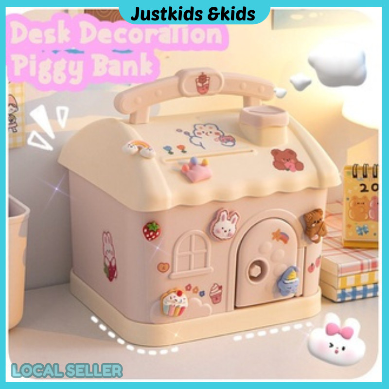 FREE STICKER!! Creative House Piggy Coin Bank Money Saving Box for Kids ...