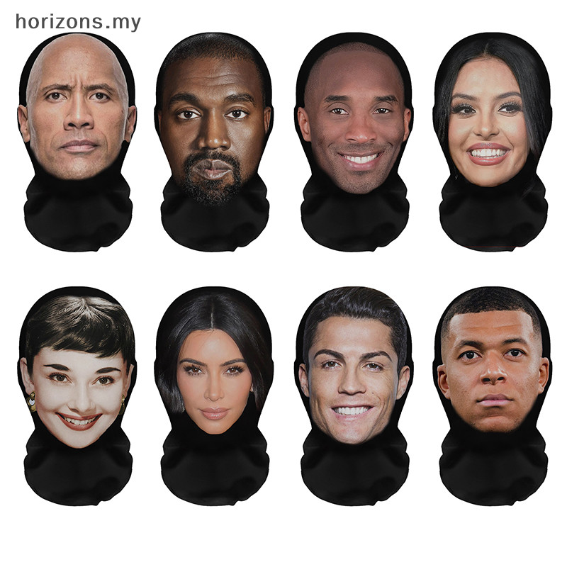 [ New N] 3D Seamless Celebrity Mesh Face Mask Magic Funny Riding Scarf ...