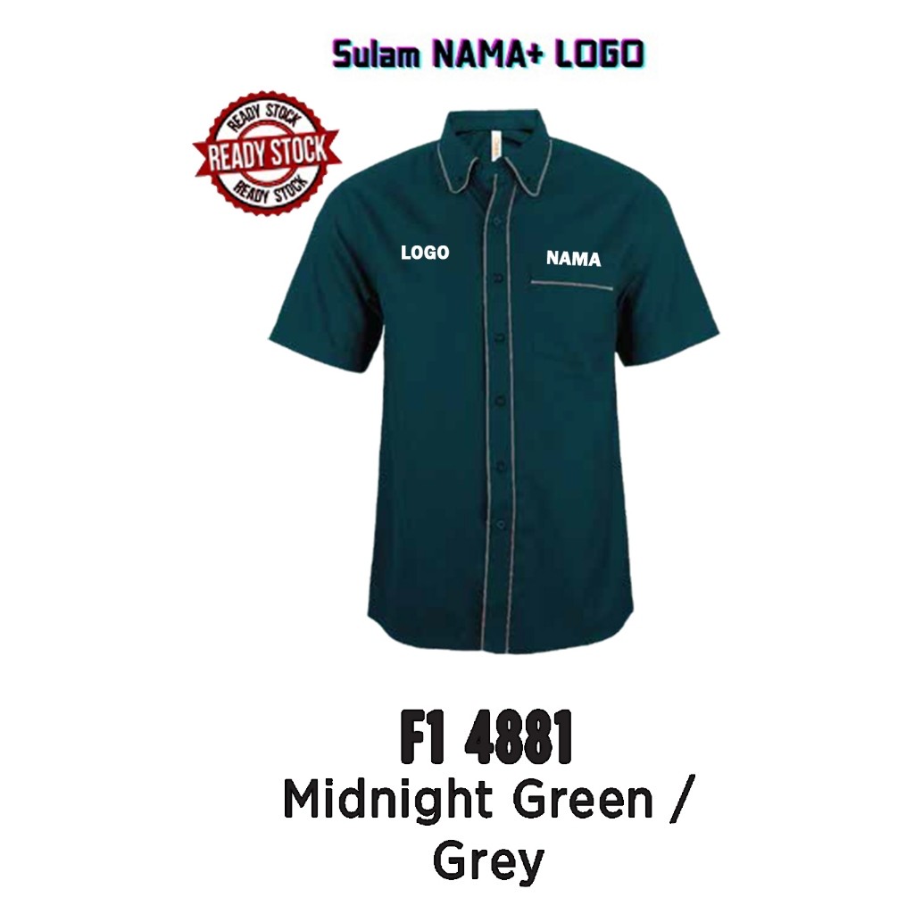 BAJU KORPORATE MIDNIGHT GREEN LENGAN PENDEK F14881 JENAMA OREN SPORT ...