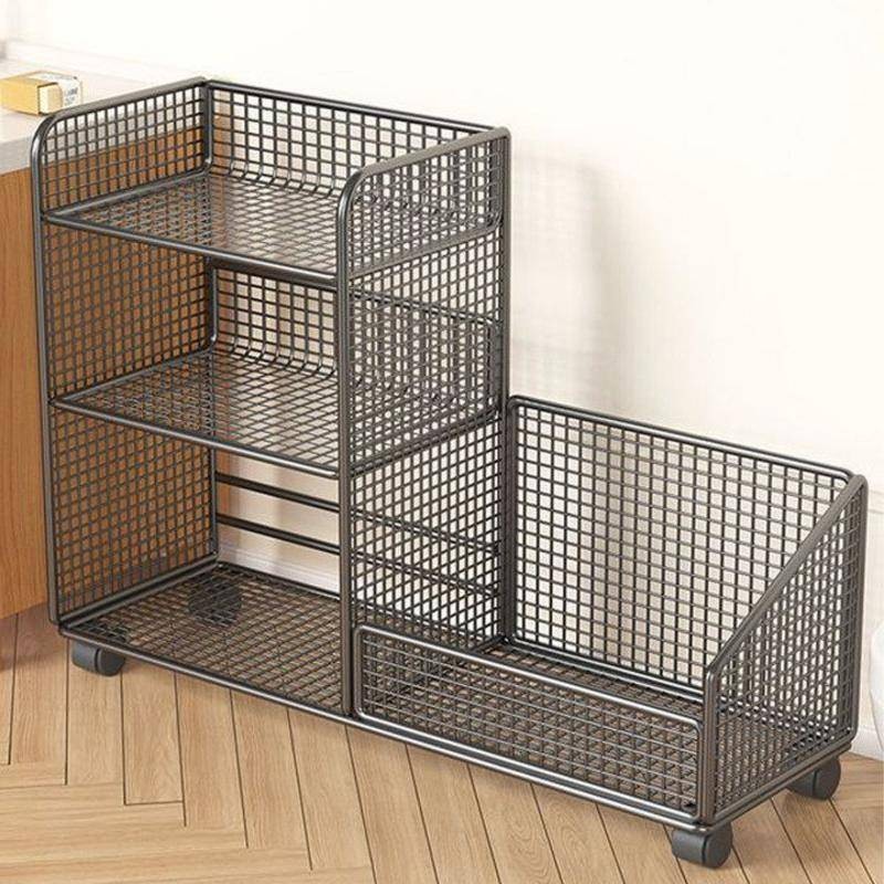 Movable bookshelf Floor shelf Multi-layer organizer Iron book storage ...