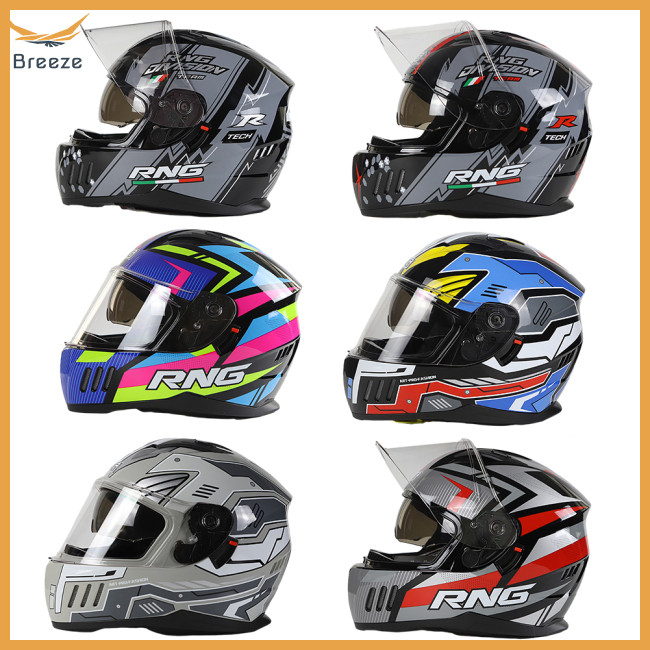 breeze Motorcycle Modular Full Face Helmet Dual Visor Wireless ...