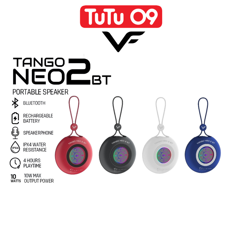 VF Tango Neo 2 BT Portable Bluetooth Speaker 10W Output IPX4 Water ...