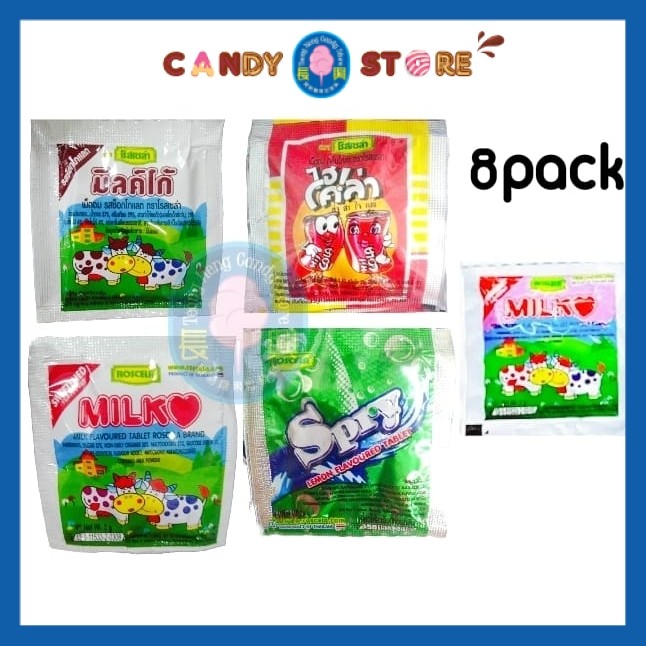[ 8 pack ] Roscela Milk Tablet Chocolate / Strawberry / Cola ...