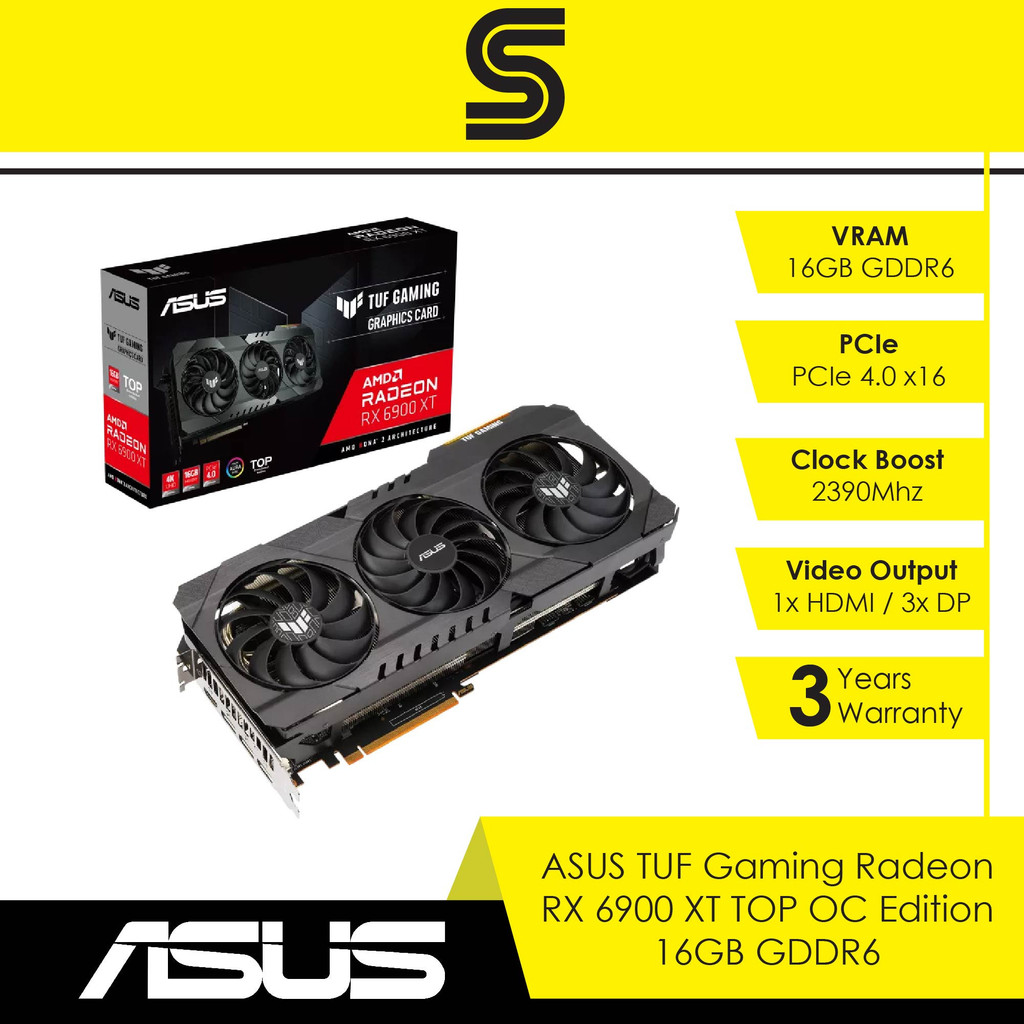 ASUS TUF Gaming Radeon RX 6900 XT TOP Edition 16GB GDDR6 Graphics Card ...