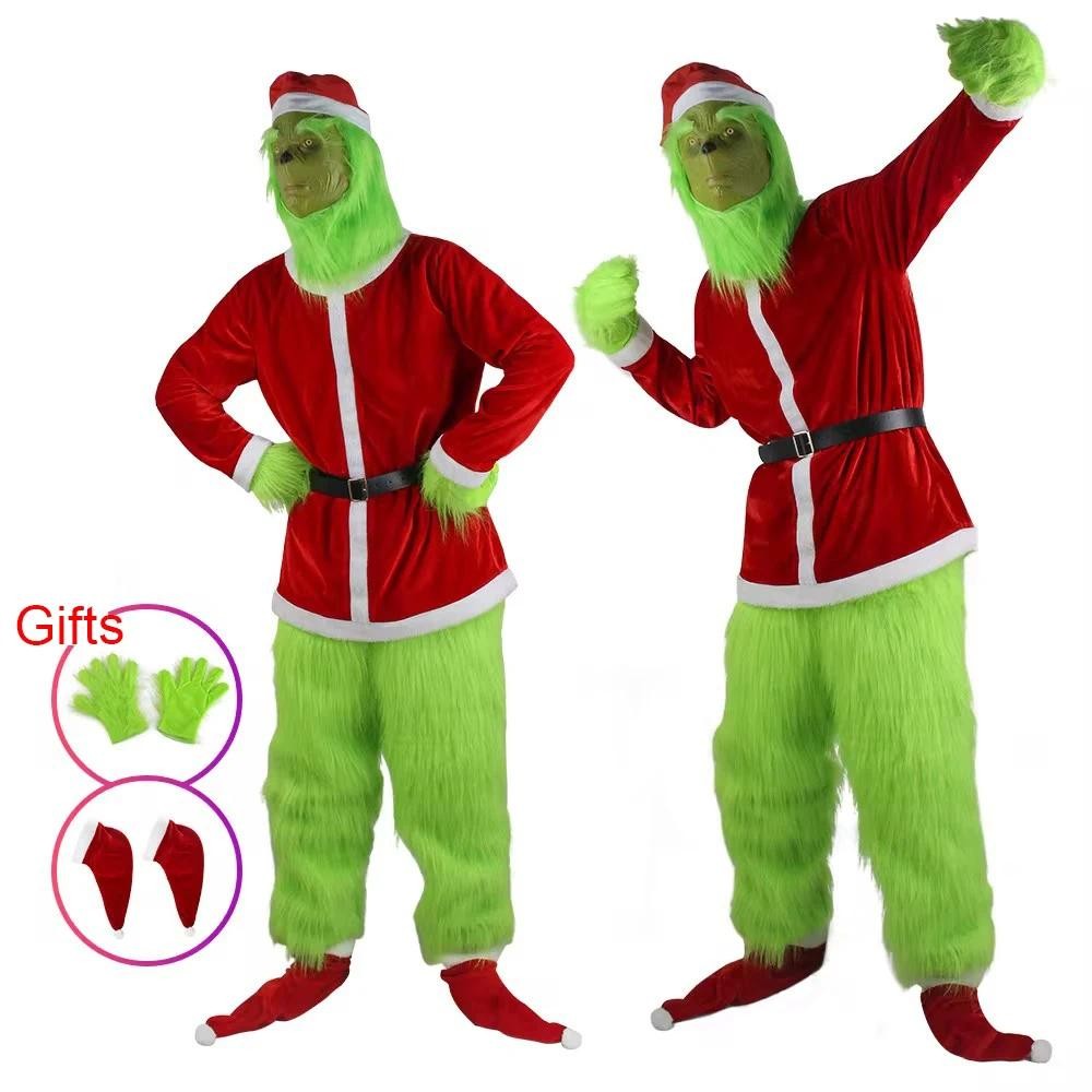 New Christmas Costume Cosplay Clothes Dress Up Santa Claus Weird Green ...