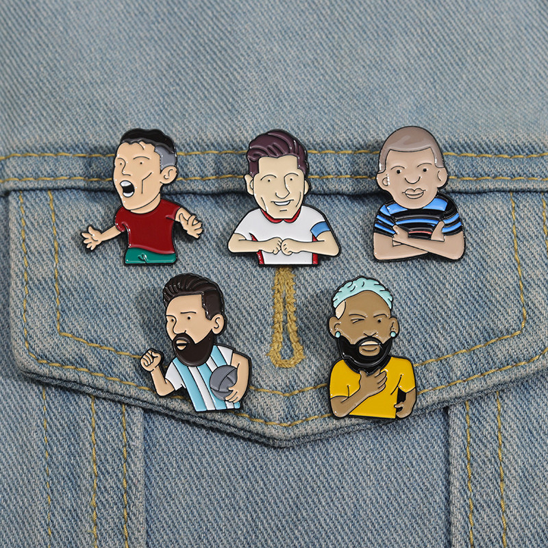 Famous Football Player Cartoon Character Brooch Messi Cristiano Neymar ...