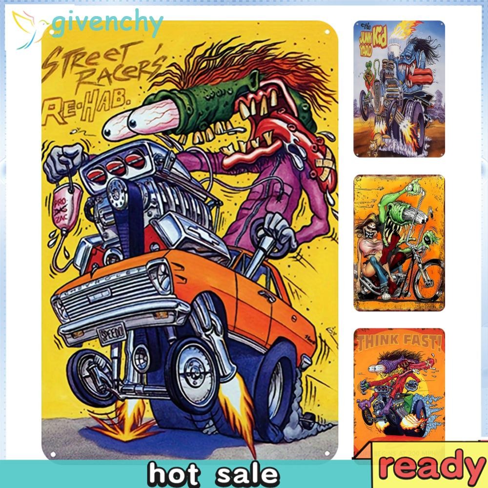 Metal Plate Cartoon Rat Fink Rectangular Iron Painting Wall Art Home ...